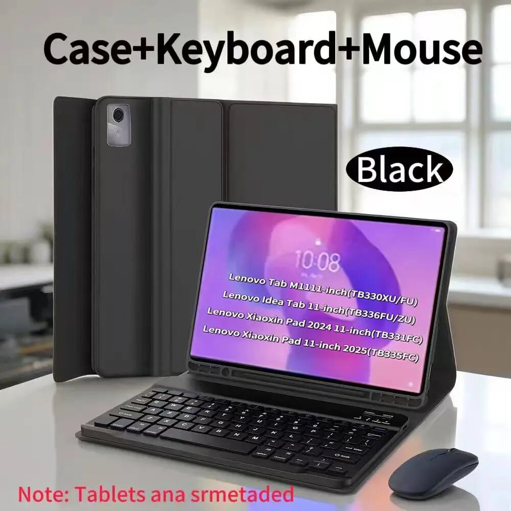 Черный чехол-клавиатура с мышью для Lenovo Xiaoxin Pad 11, Russian