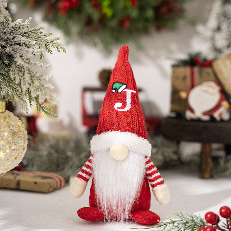 Вязаная шапка colorful lettered gnome figurines, идеально для рождественского декора, вязаная шапка с буквой j