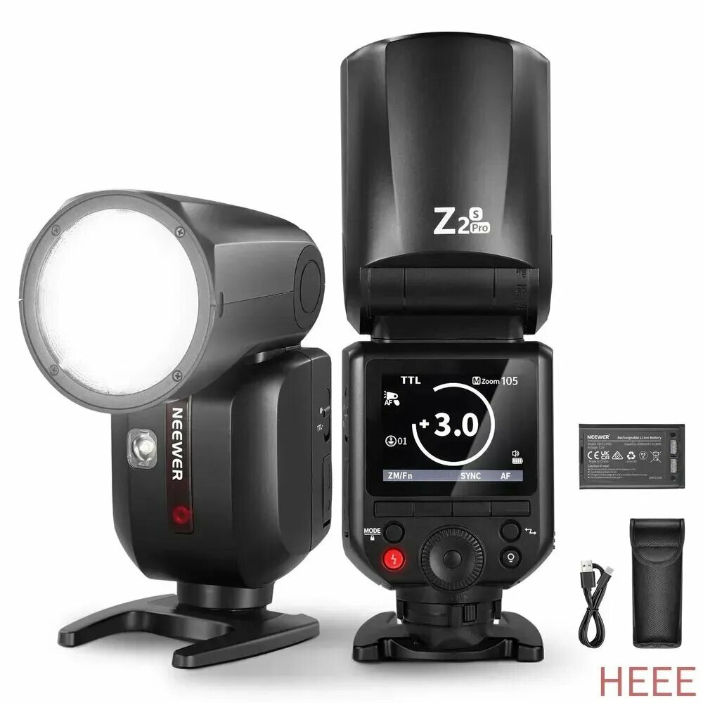 NEEWER Z2 PRO, 2,4 G TTL вспышка с круглой головкой, совместимая с Sony / Nikon / Canon