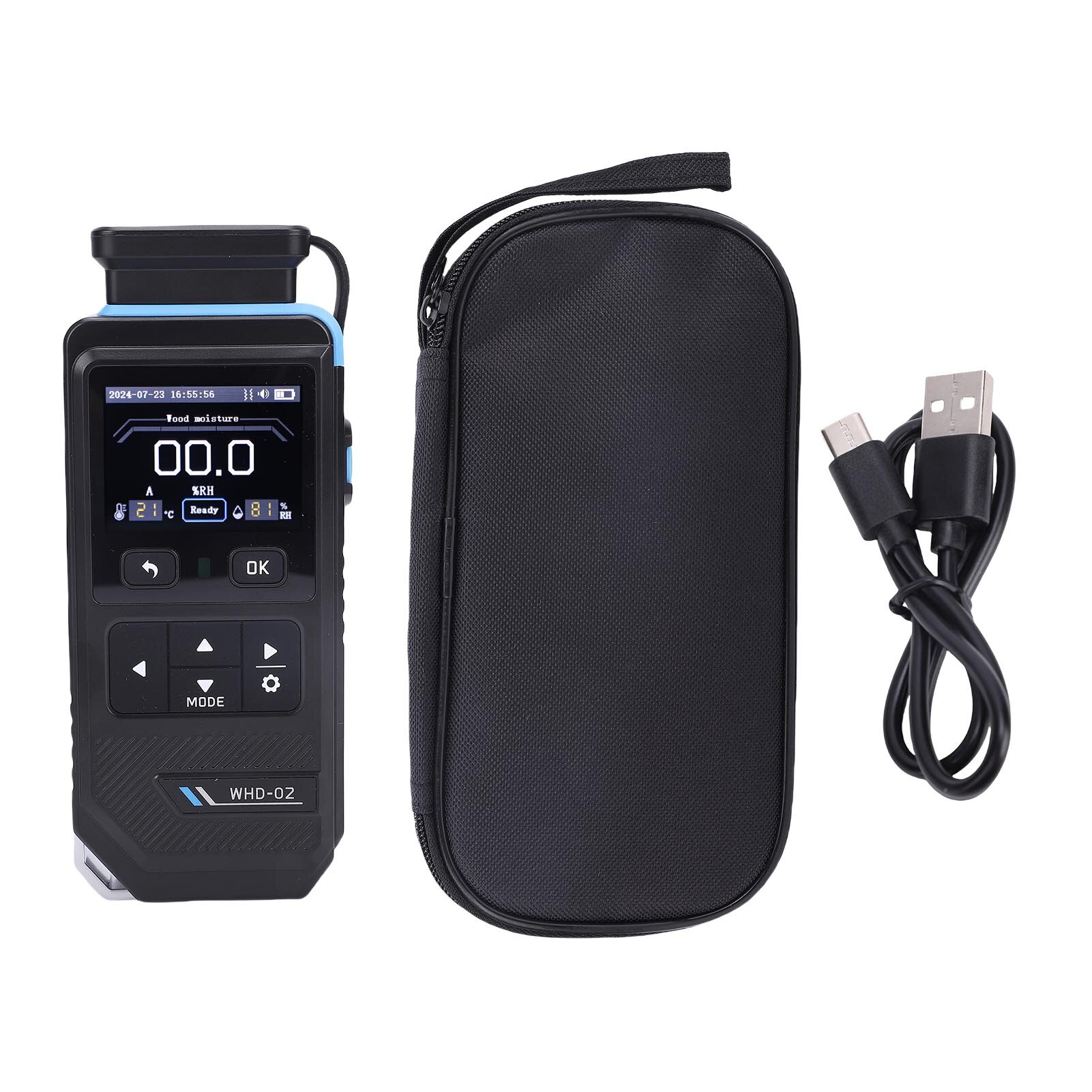 Измеритель влажности древесины и стен, игольчатый, 2" экран, аккумуляторный