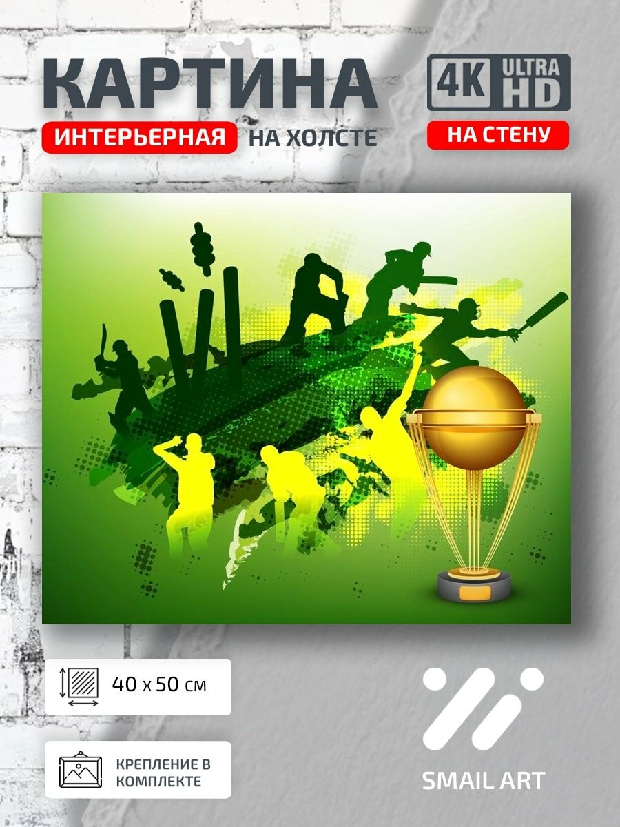 Картина на холсте интерьерная 40 на 50 на стену по крикету для гостиной атмосфера