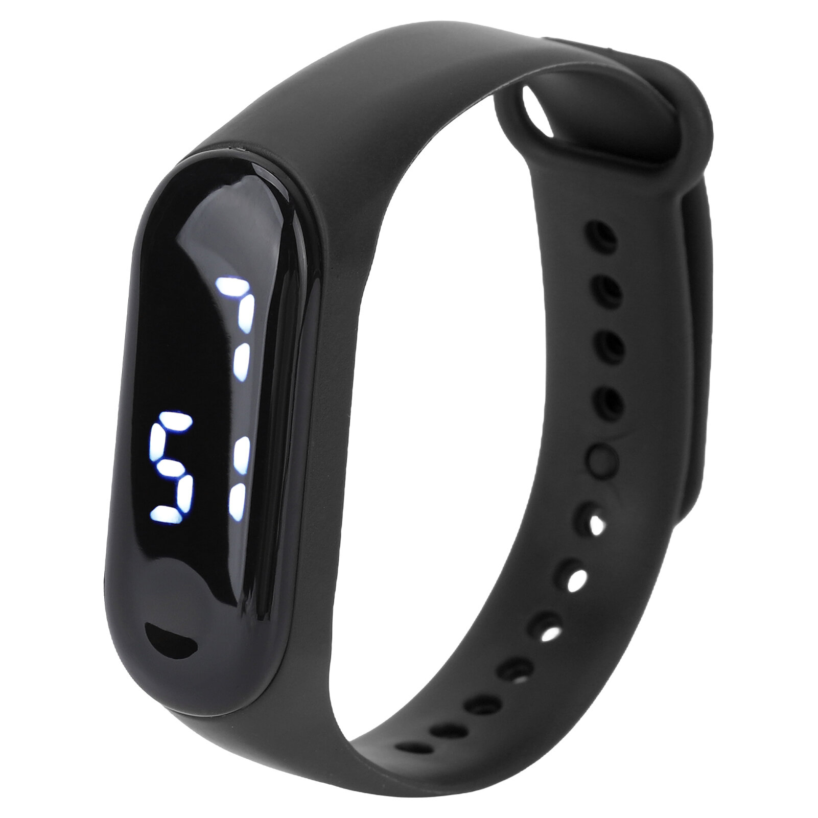 Цифровые часы со светодиодным дисплеем белого света, пластиковым зеркалом, электронным механизмом, силиконовым ремешком, спортивные, для студентов, черные