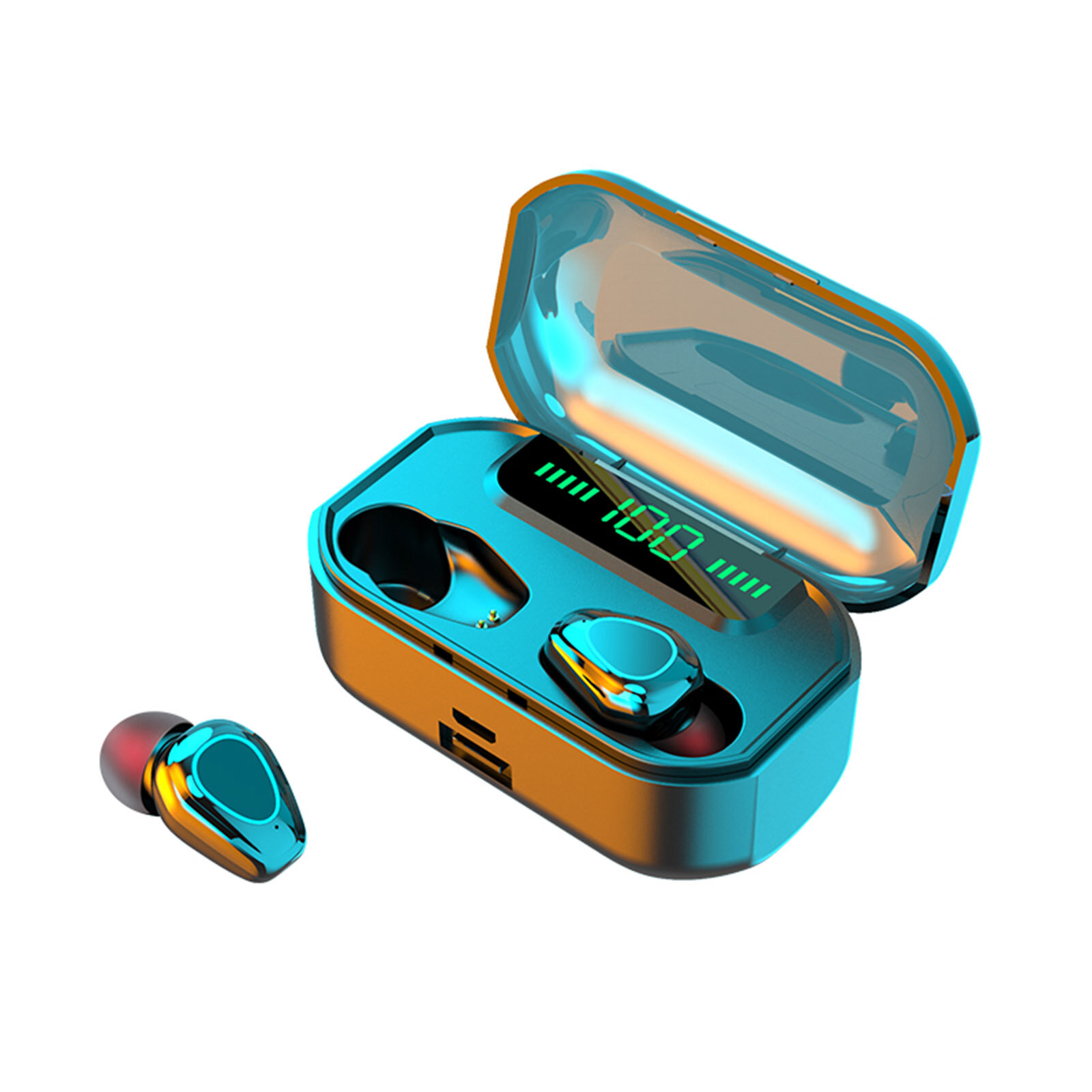 Наушники MR-G20 True Wireless BT 5.1 Mini Sport Earbuds с дисплеем LED HD звонок с микрофоном USB выход Power Bank, цвет белый/черный (выбор), емкость кейса 3.7V 3500mAh, батарея наушников 3.7V 55mAh, USB выход 5V 1A, размер упаковки 12*9.7*3.5cm, вес