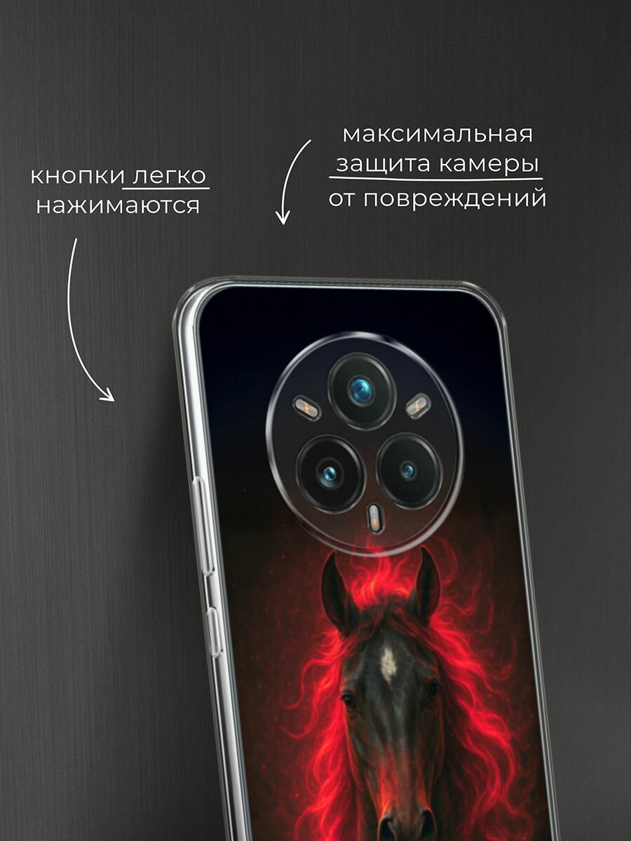 Чехол на Realme 14 Pro / Реалми 14 Про с принтом Конь и огненная грива — фото 1