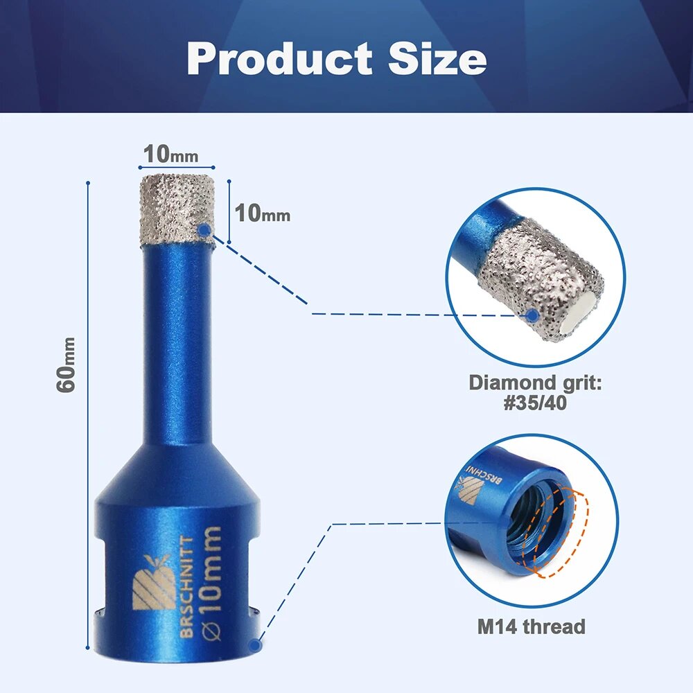 BRSCHNITT Колонковое буровое долото 6-125 мм 1pc, 10mm M14