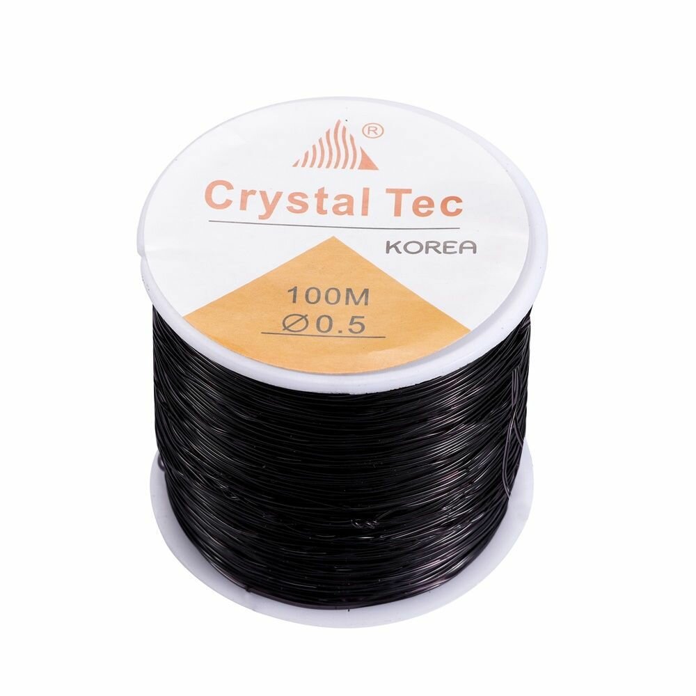 Нить - резинка для бисера, леска эластичная, резинка для браслетов , нить эластомерная , Диаметр 0.5 мм, Длина 60м, 1 шт, цвет черный-