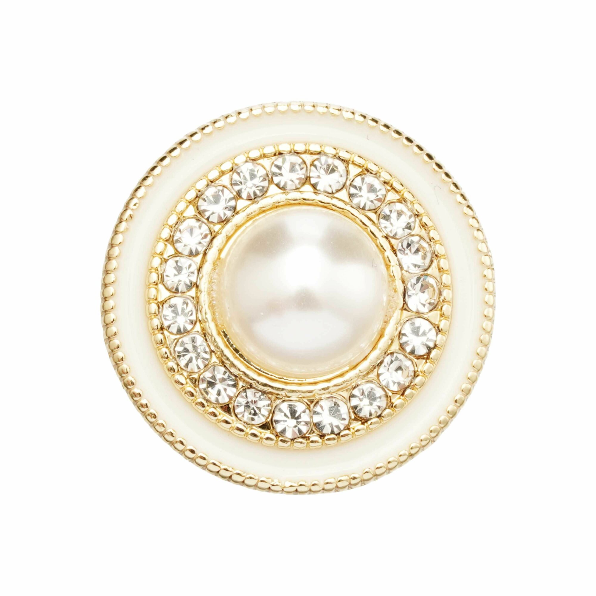 Пуговицы металлические 20 мм с жемчугом и стразами, белая эмаль, набор 5 шт, для шитья и декора одежды, аксессуаров, handmade