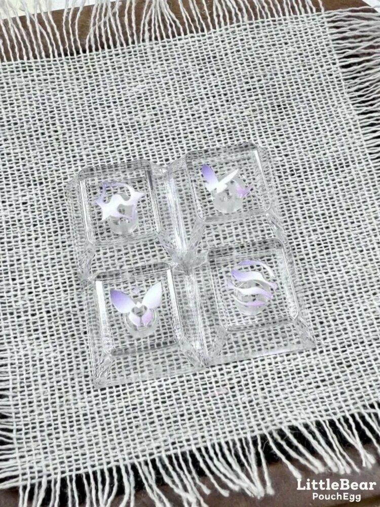 Кейкапы для клавиатуры Валорант: Набор Клов (4 иконки навыков), градиентный дизайн, прозрачные, в мешочке