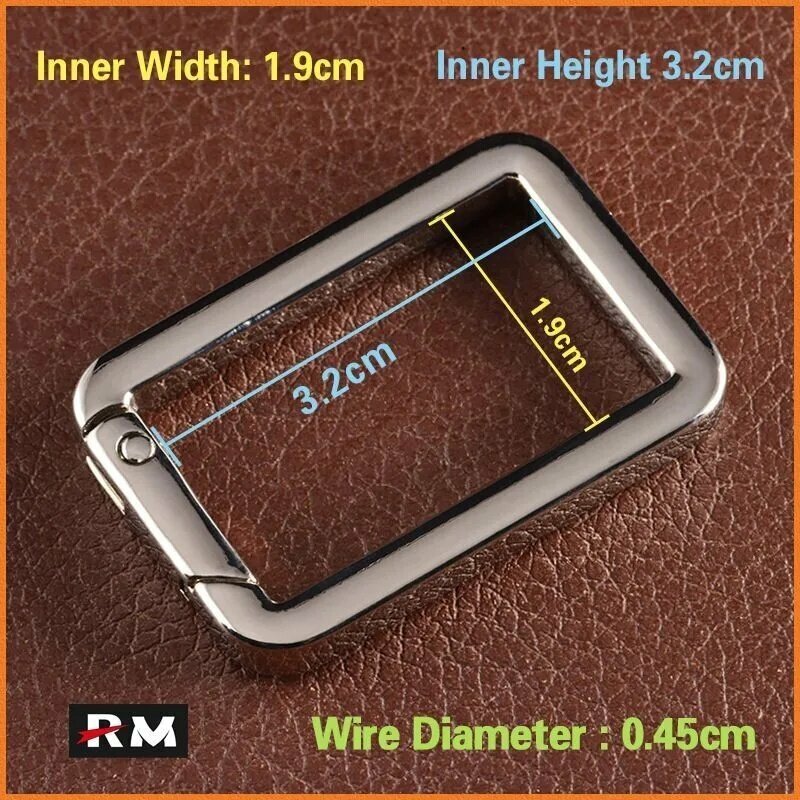 Эксклюзивный карабин плоский для сумки 2 шт: квадратная пружинная пряжка для лямок, внутренний диаметр 3,2 см, серебристый цвет, установка без наложения швов, открывается простым нажатием