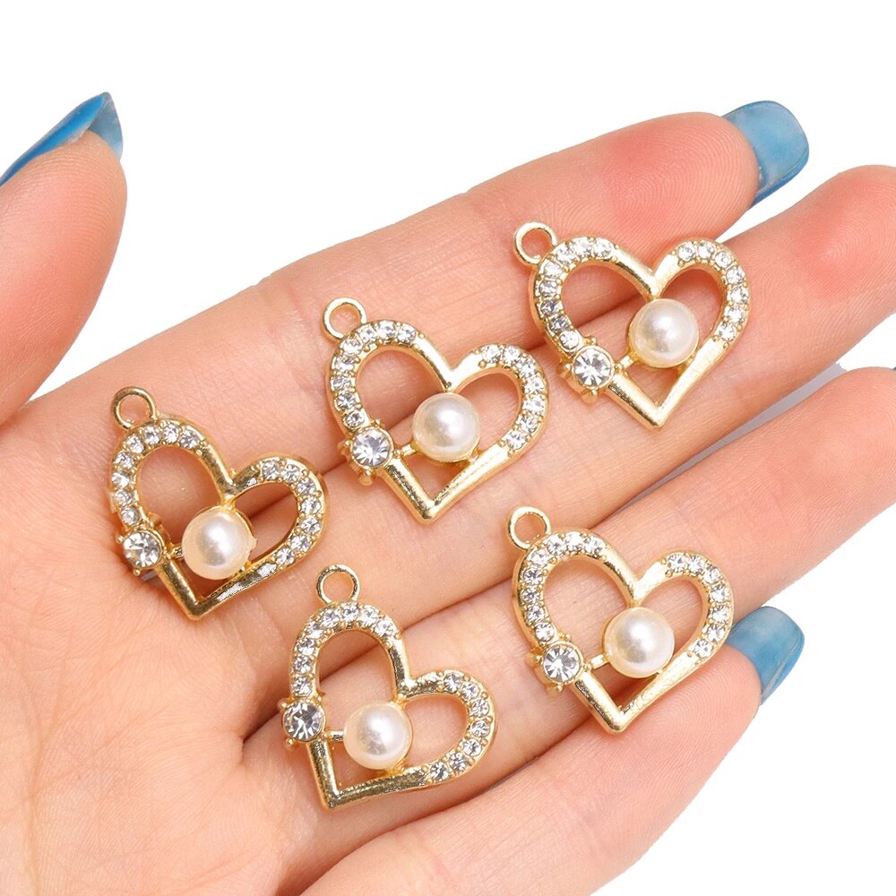 10 шт. смешанные милые Подвески в форме сердца, жемчужные подвески в форме бабочки для сережек, браслетов, ожерелий, подвесок, DIY ювелирные аксессуары, оптовая продажа