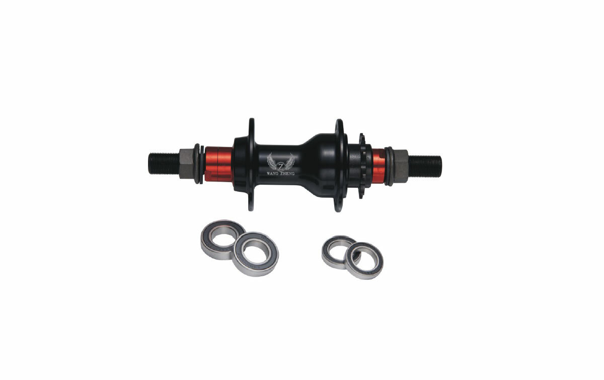 Втулка задняя WZ-A275RB, BMX, алюм, 9Т, на гайках, 36 отв, ось 14x110x180мм, 4 промподш, черная