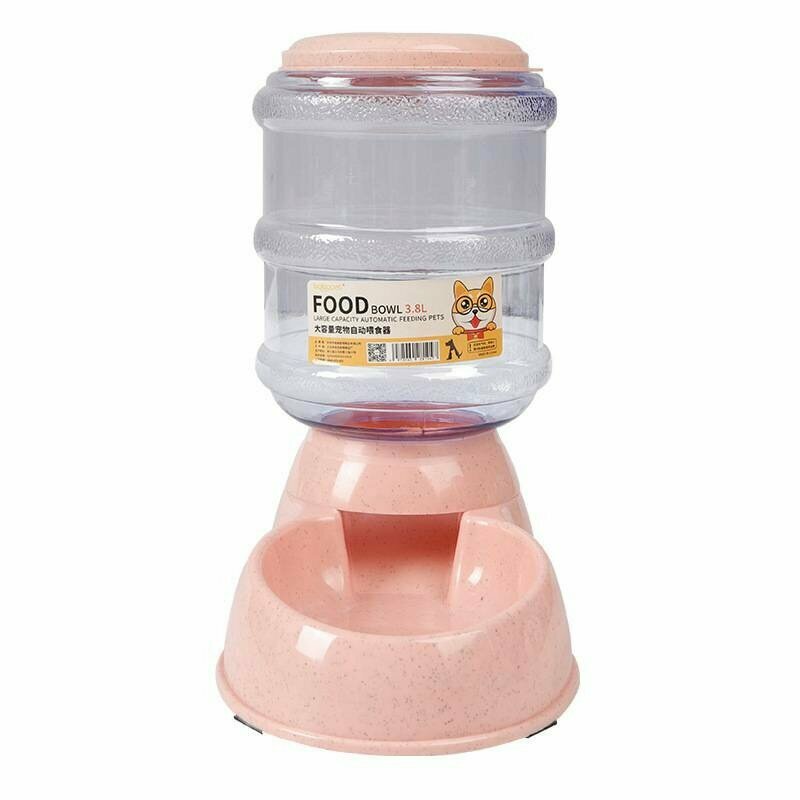 Dispenser dlya korma i vody dlya pet 3 8l pink, podhodit dlya roza i prazdnikov