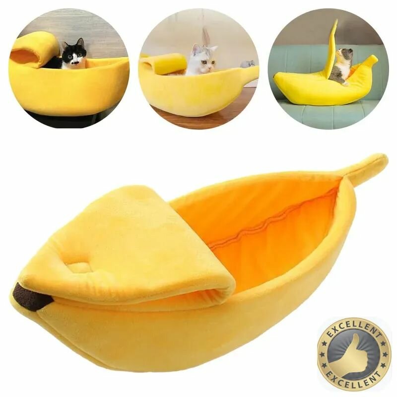 Креативный теплый наполнитель для домашних животных, закрытый наполнитель для кошачьих туалетов, лежанка для домашних животных в форме банана-.