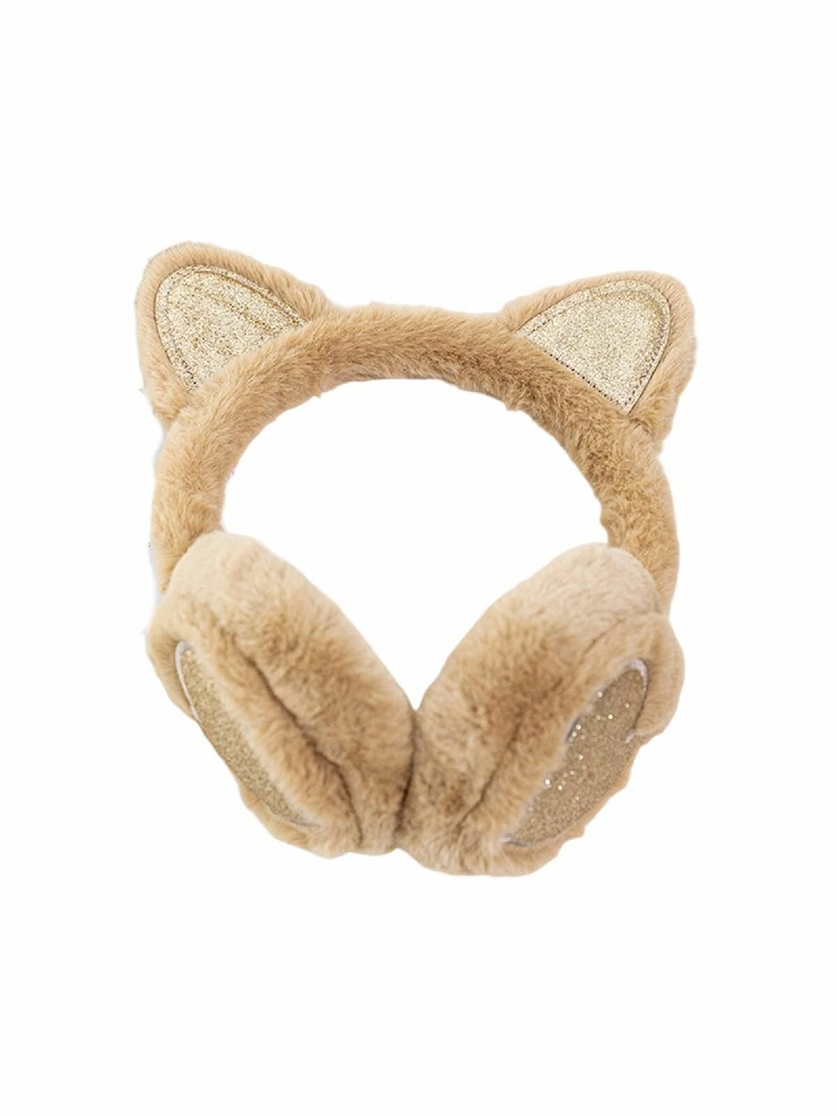 Наушники меховые, Зимние толстые плюшевые теплые наушники_camel