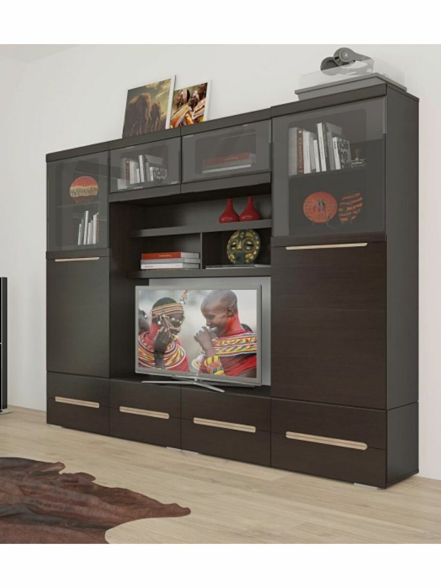 Гостиная Эколь Вариант №2 2224х1808х382 Венге/Шоколад, МИФ