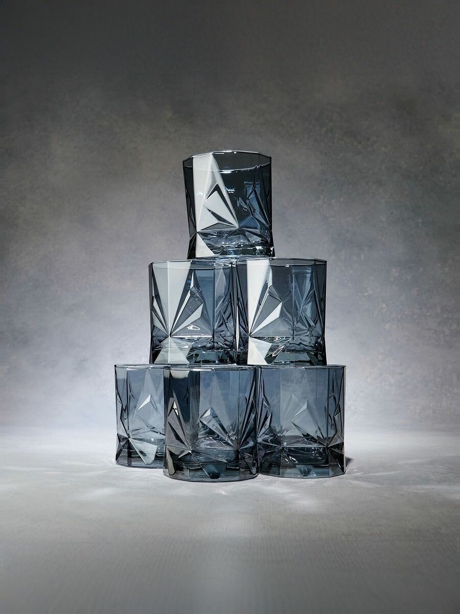 Стаканы Glasstar exclusive "Geometrica The Black Sea", 6 шт, 340 мл