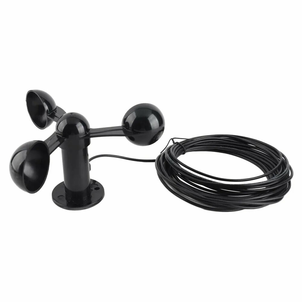 Датчик анемометра, скорость ветра, чашка с 8-метровым водонепроницаемым кабелем, монтажное отверстие 4 см, защита от помех, 3 чашки, детектор скорости для улицы 0 3,8 В