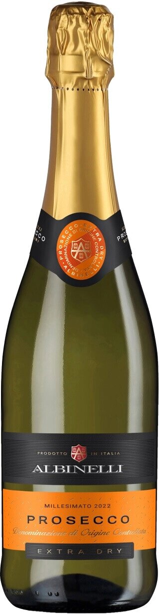 Игристое вино "Albinelli" Prosecco DOC Extra Dry Millesimato, 2022