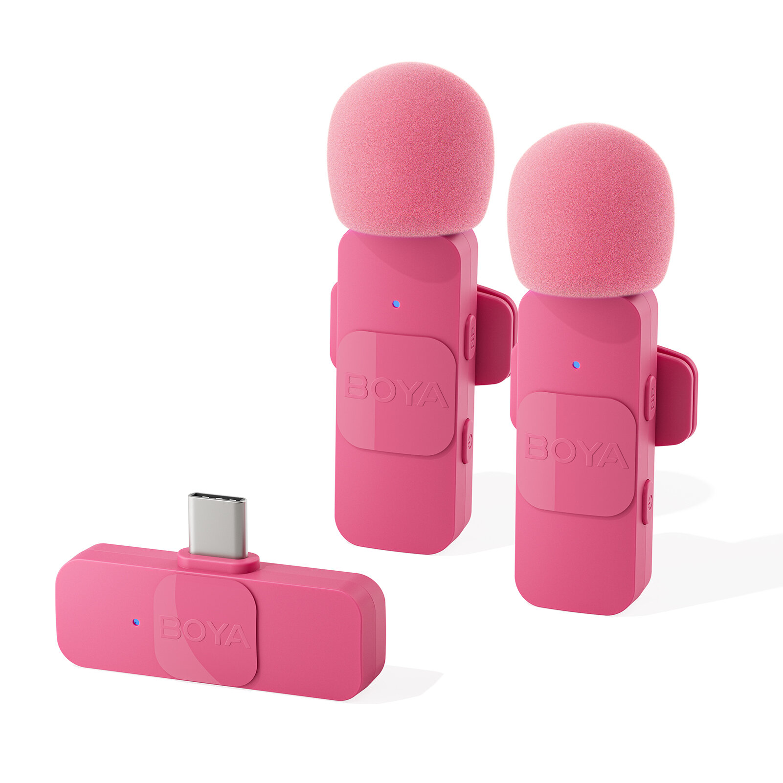 BOYA BY-V20-P 2.4G беспроводная микрофонная система One-Trigger-Two, клип-он микрофон для телефона, универсальная мини накладная микрофон, автоматическое сопряжение, умное шумоподавление, диапазон передачи 50M, замена для Huawei, черный/розовый