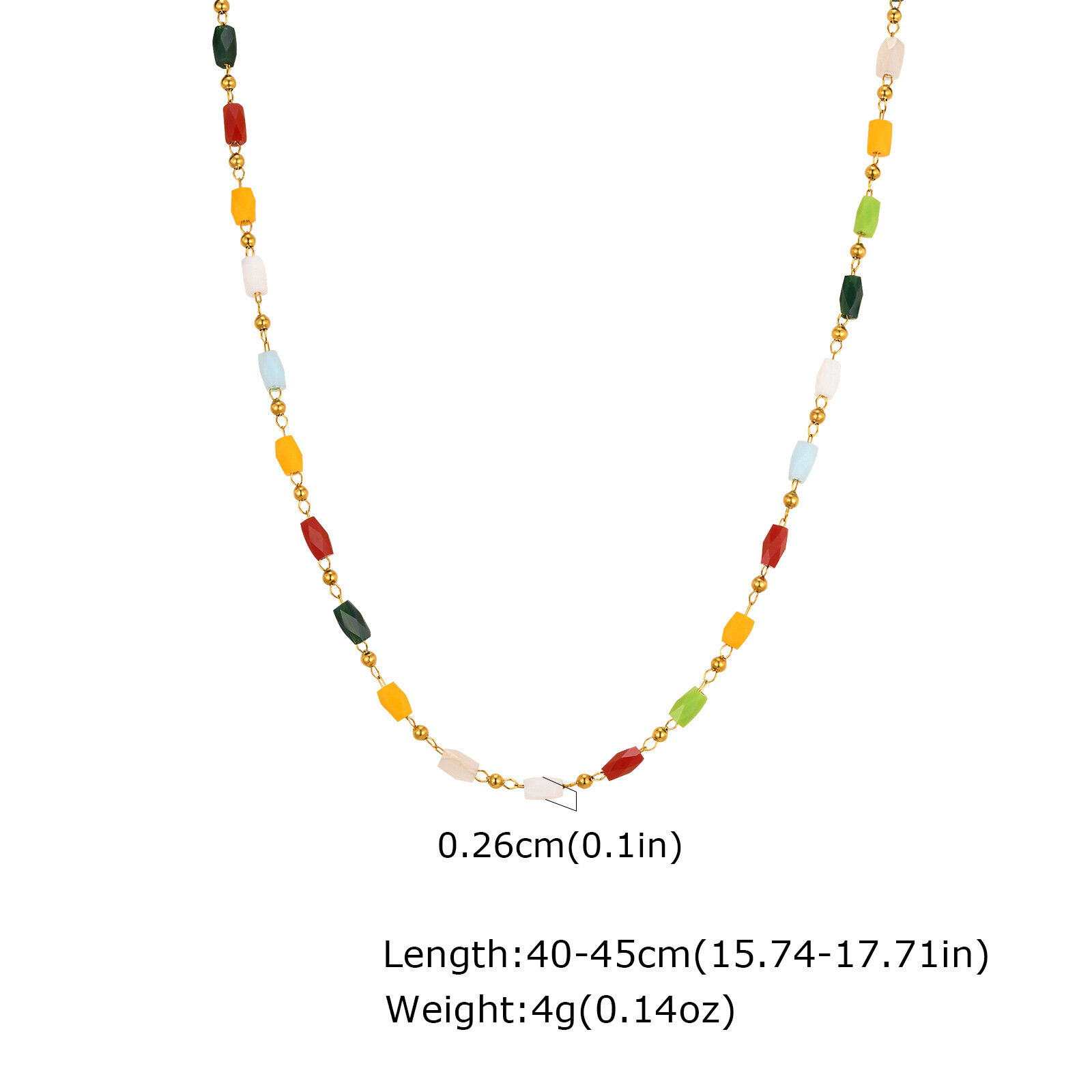 YMЮвелирные изделия Прямоугольник Бусы Сталь Золото 18К Цветной Удача