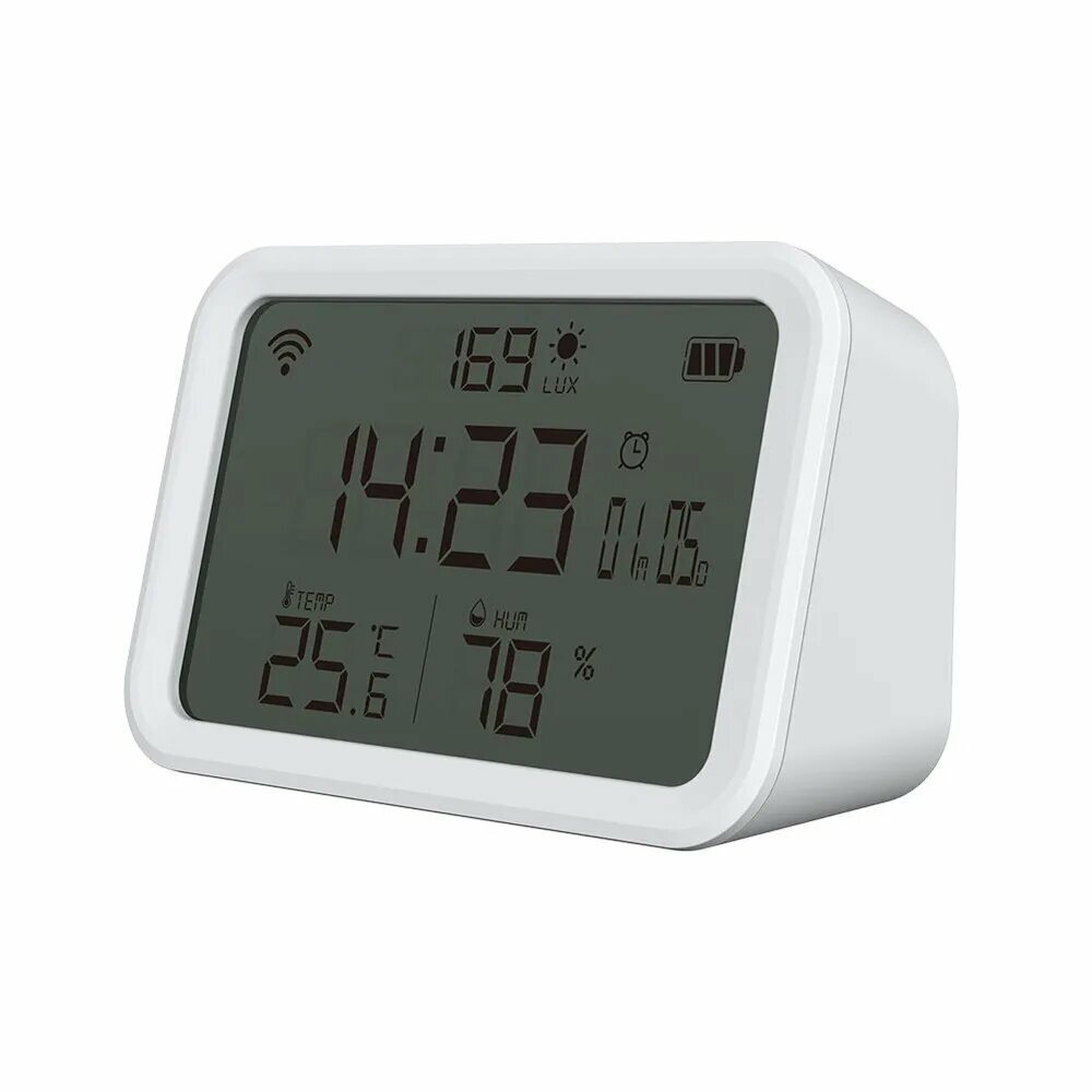 Tuya WiFi 2.4 ГГц 4-в-1 ЖК-часы с подсветкой, умный датчик температуры и влажности