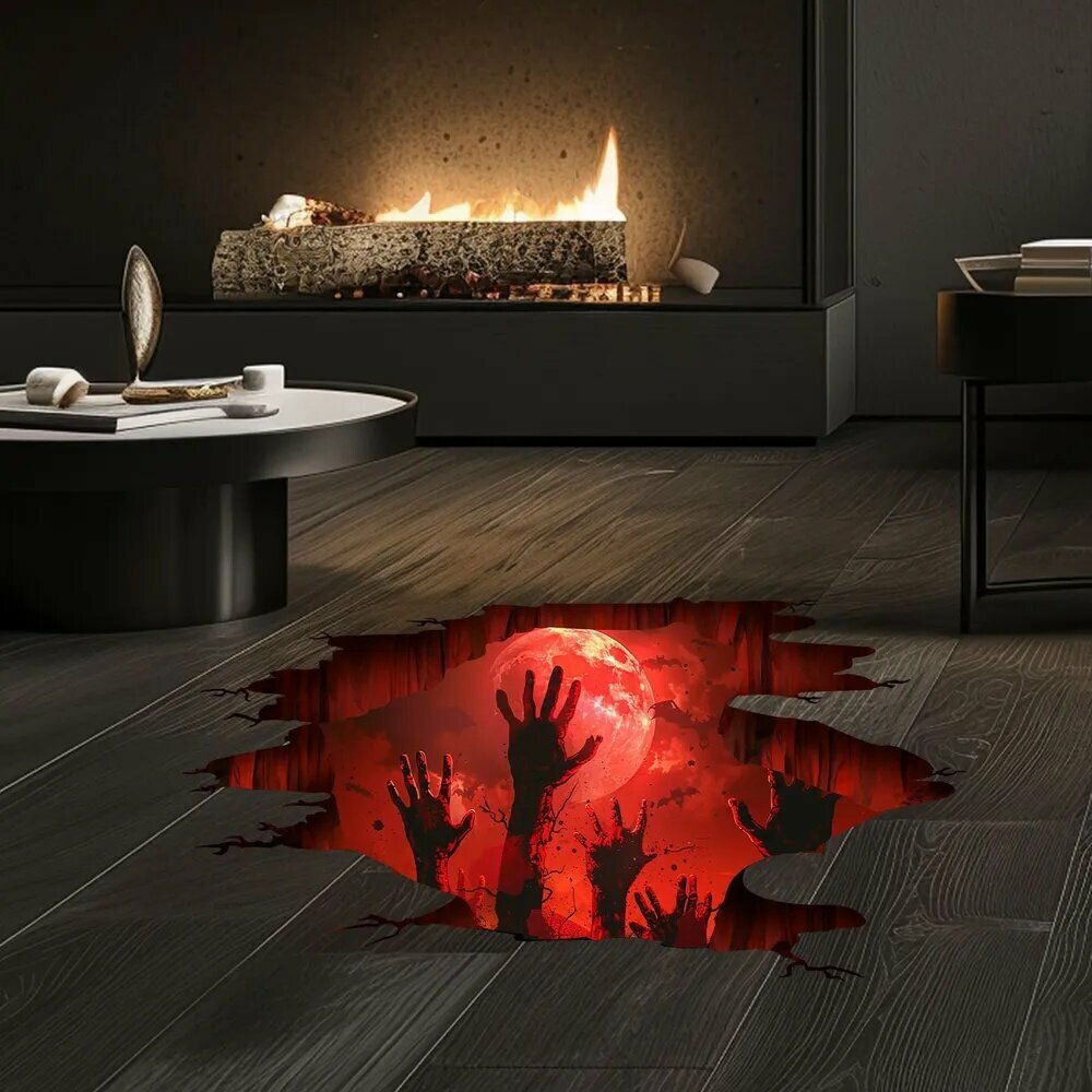 3D Наклейки на пол и стены Страшный Призрак, Украшение интерьера на Хэллоуин