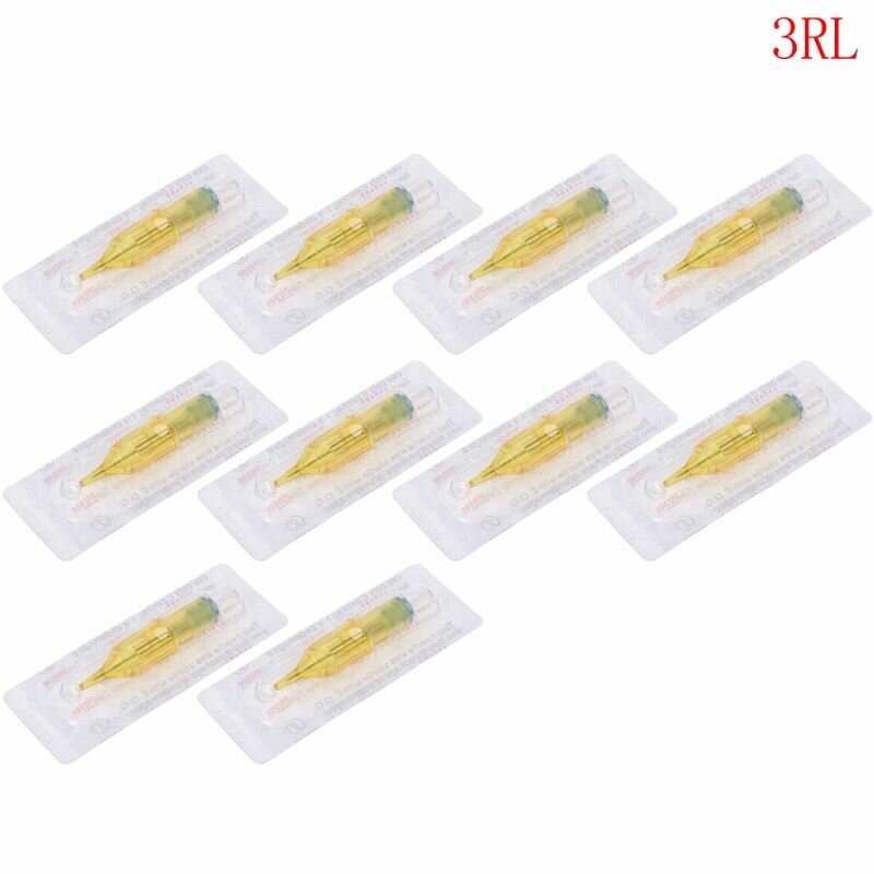 10 шт, татуировочных игл с короткой ручкой-3RL