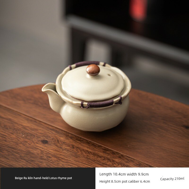 Элегантный бежевый ючжоу керамика лотос узор ручной чайник 220 мл ручная работа чайная посуда