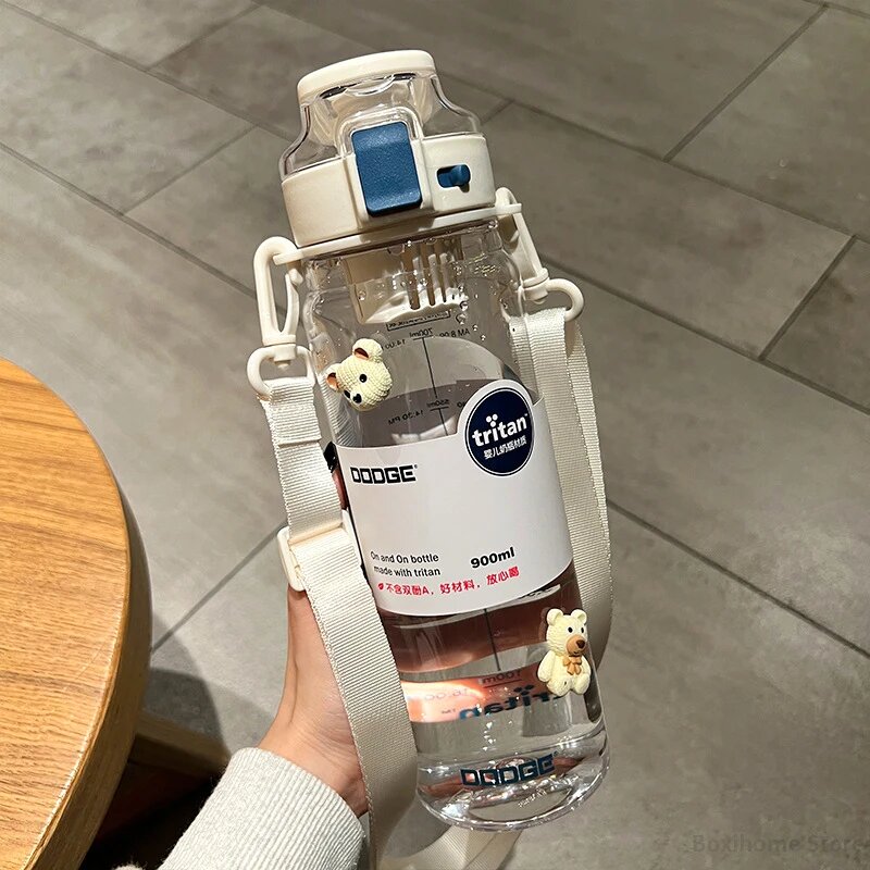 Спортивная бутылка для воды Tritan 700/900 мл Белый, 900ml, White and 3D Sticker