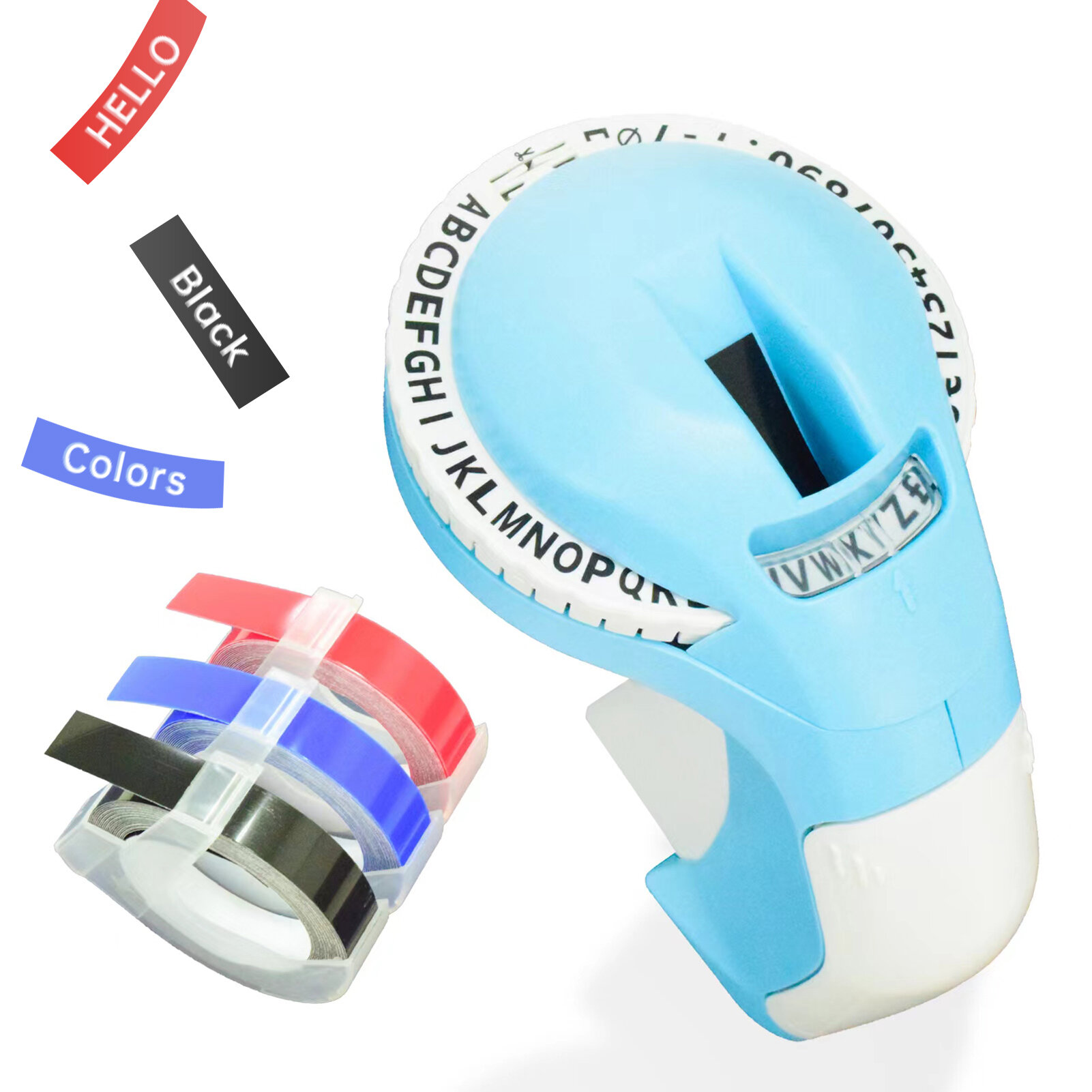 Штамповщик этикеток с 3 лентами 9мм портативный ручной старинный пишущий этикетки старомодный ручной штамповочный принтер для этикеток для офиса дома организации ручного журнала декора Цвет: Синий, Фиолетовый (Дополнительно) Размер продукта: 11.8x8.5см