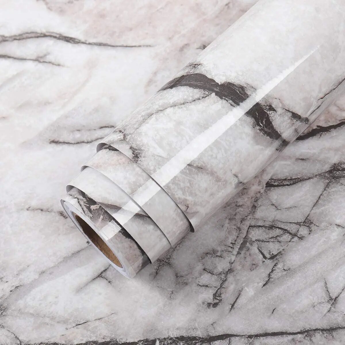 Самоклеящиеся обои из ПВХ, мраморные наклейки, водонепроницаемые Marble Black SILK, 5МХ60СМ