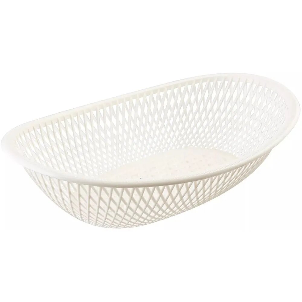 Сухарница пластиковая малая, овальная, с перфорированным дном и решетчатыми стенками, цвет белый