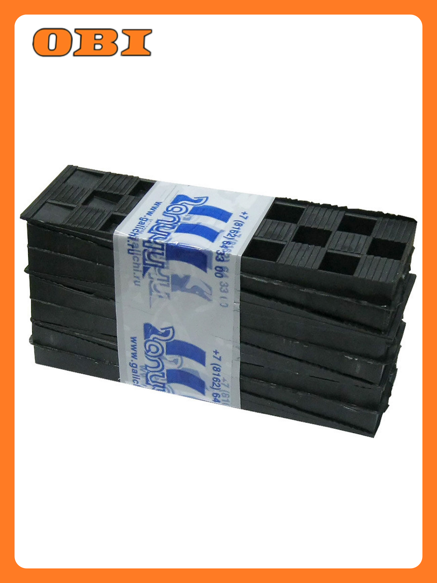 Монтажные клинья Galichi ПВХ резина 143х43х22 мм, черный, 6 шт