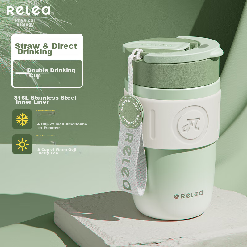 Wusheng Insulated Mug for Women, Coffee Cup, Stylish Straw Cup, Tea Cup, Large Capacity Water Bottle, Student Cup, Birthday Gift