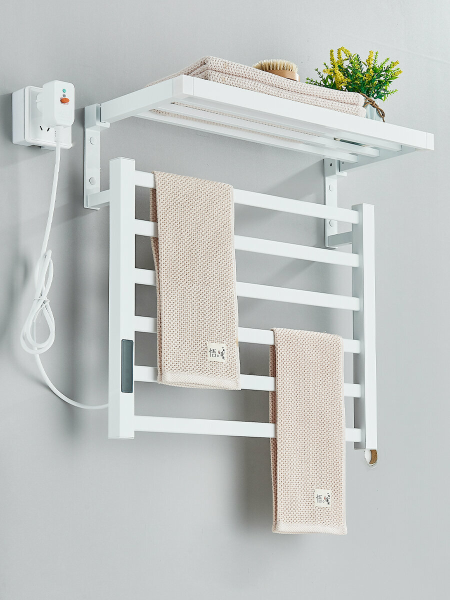 Полотенцесушитель электрический, 55*58 см , c полкой и терморегулятором, белый