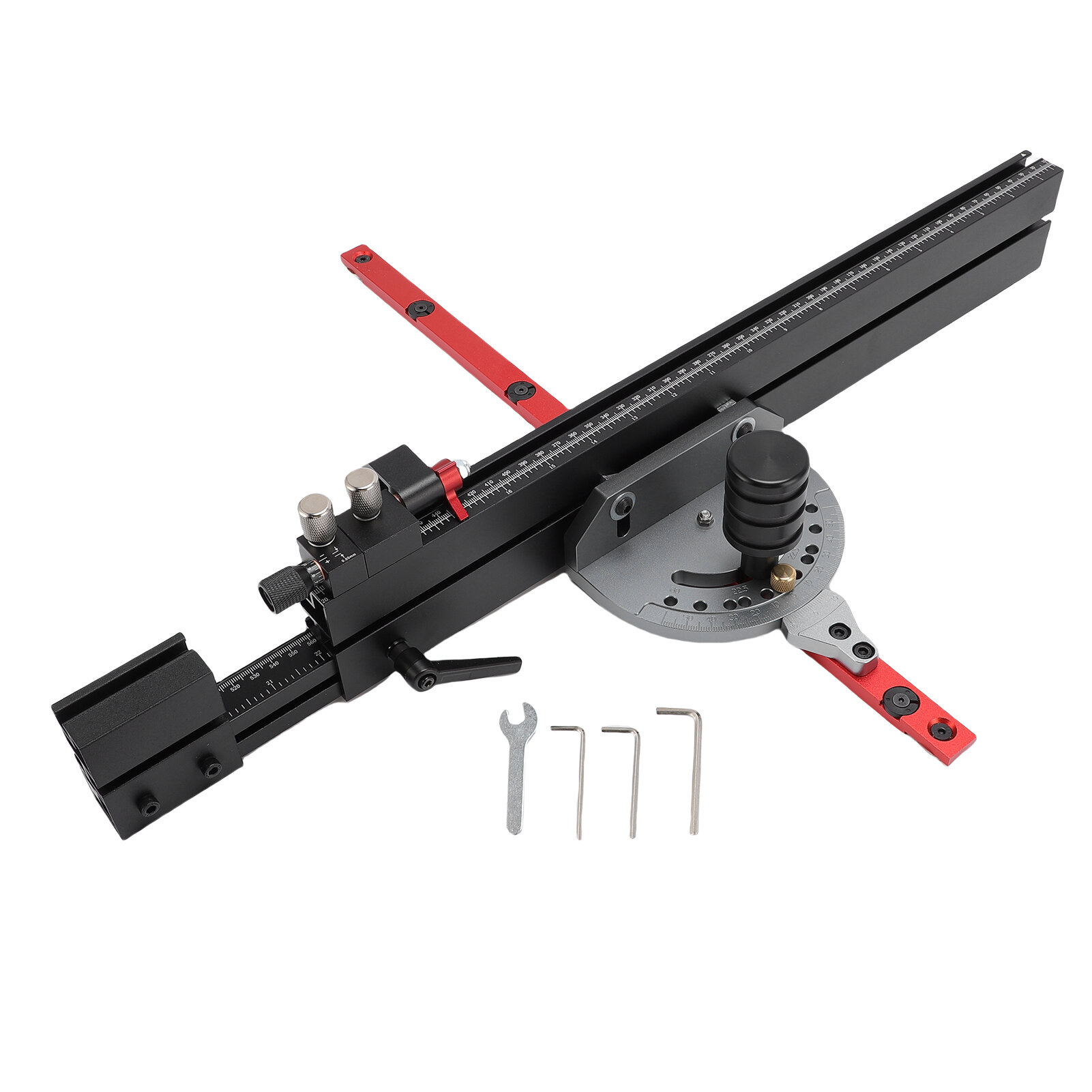 Угловой упор для настольной пилы с микрорегулируемым откидным упором и выдвижным направляющим для стола ленточной пилы/фрезерного станка с Т-образным пазом 3/8 x 3/4 дюйма.