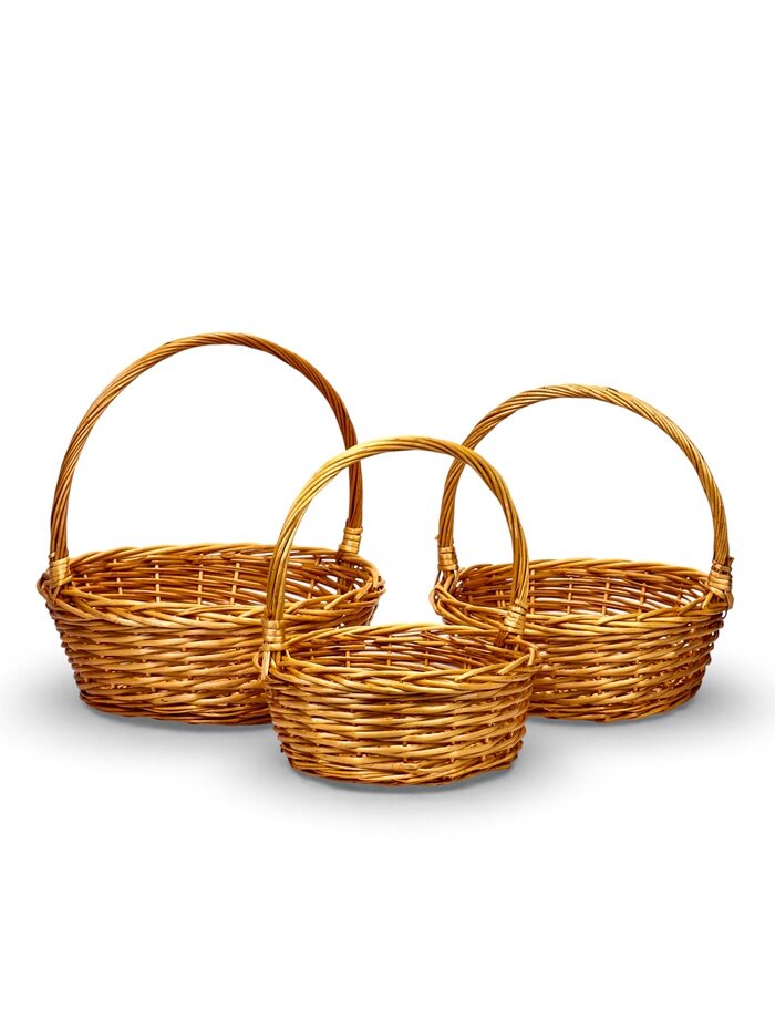 Набор корзин 3 шт 44х44х16, 37х37х14, 31х31х12 см руска 17/15/13см лоза натур 10976855