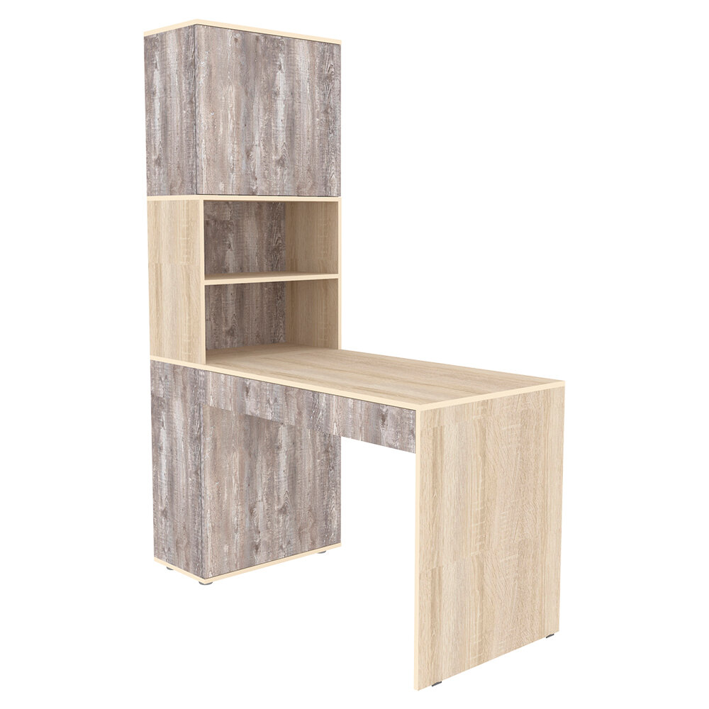Стол письменный со стеллажом 1330 Дуб Сонома Бетон