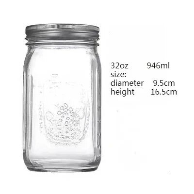 Стеклянные банки Мейсон Белый, 946ML-Wide mouth