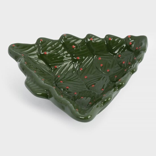 Блюдо глубокое Anna Lafarg Fir Елка 18x16x5 см, зелено-красный (ANLAF-JIA-220125-3)