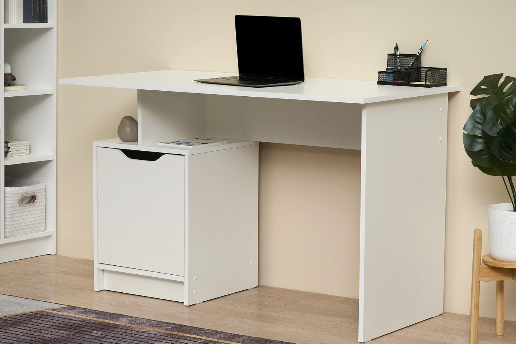Стол письменный с тумбой Руна СТ 01 цвет белый/белый (120х75х60см)