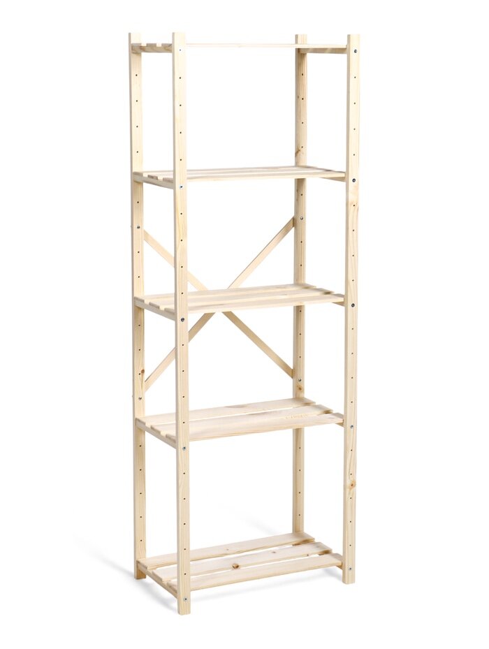 Стеллаж деревянный 5 полок 142 х 50 х 28 см, с регулируемыми полками 10963186
