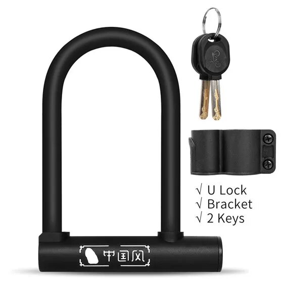 Велосипедный U-Lock с тросом, черный