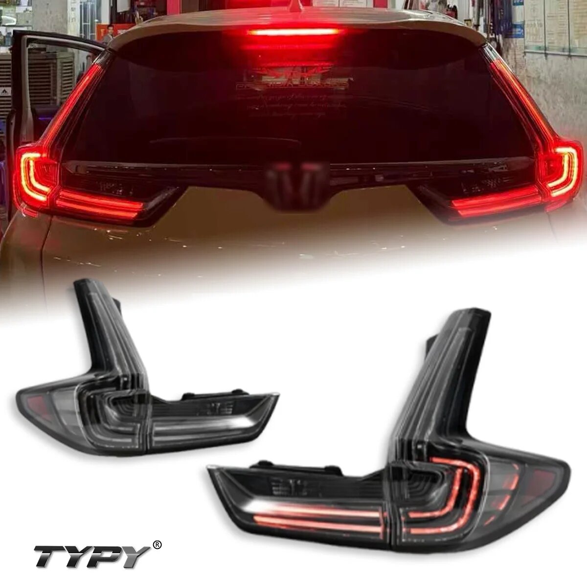 Задний фонарь TYPY в сборе для Honda CR-V 2017-2022 гг: задние задние фонари в белом заднем стиле OEM, ходовые огни и указатели поворота