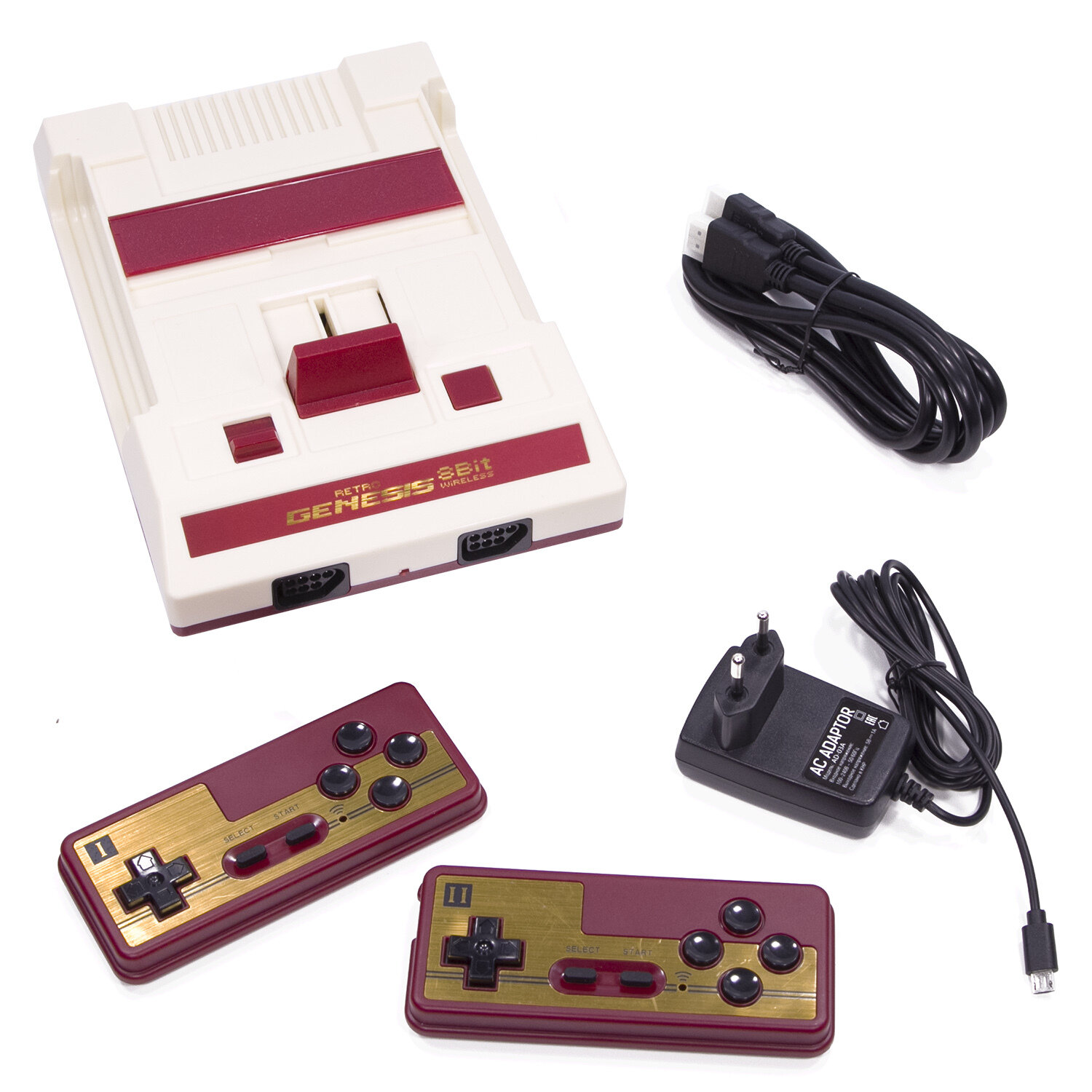 Retro Genesis 8 Bit HD Classic + 300 игр (HDMI кабель, 2 беспроводных li-ion джойстика)