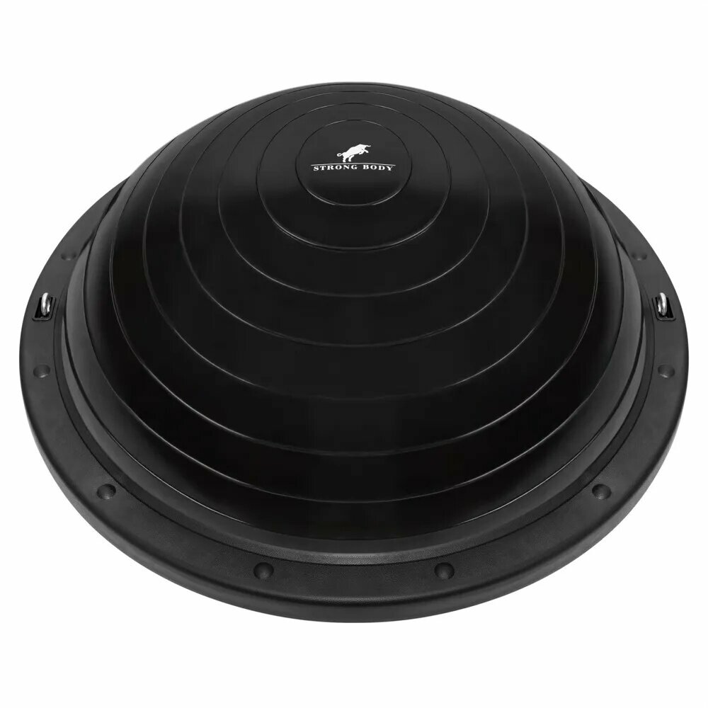 Балансировочная полусфера BOSU PROFI в комплекте со съемными эспандерами, черная, STRONG BODY