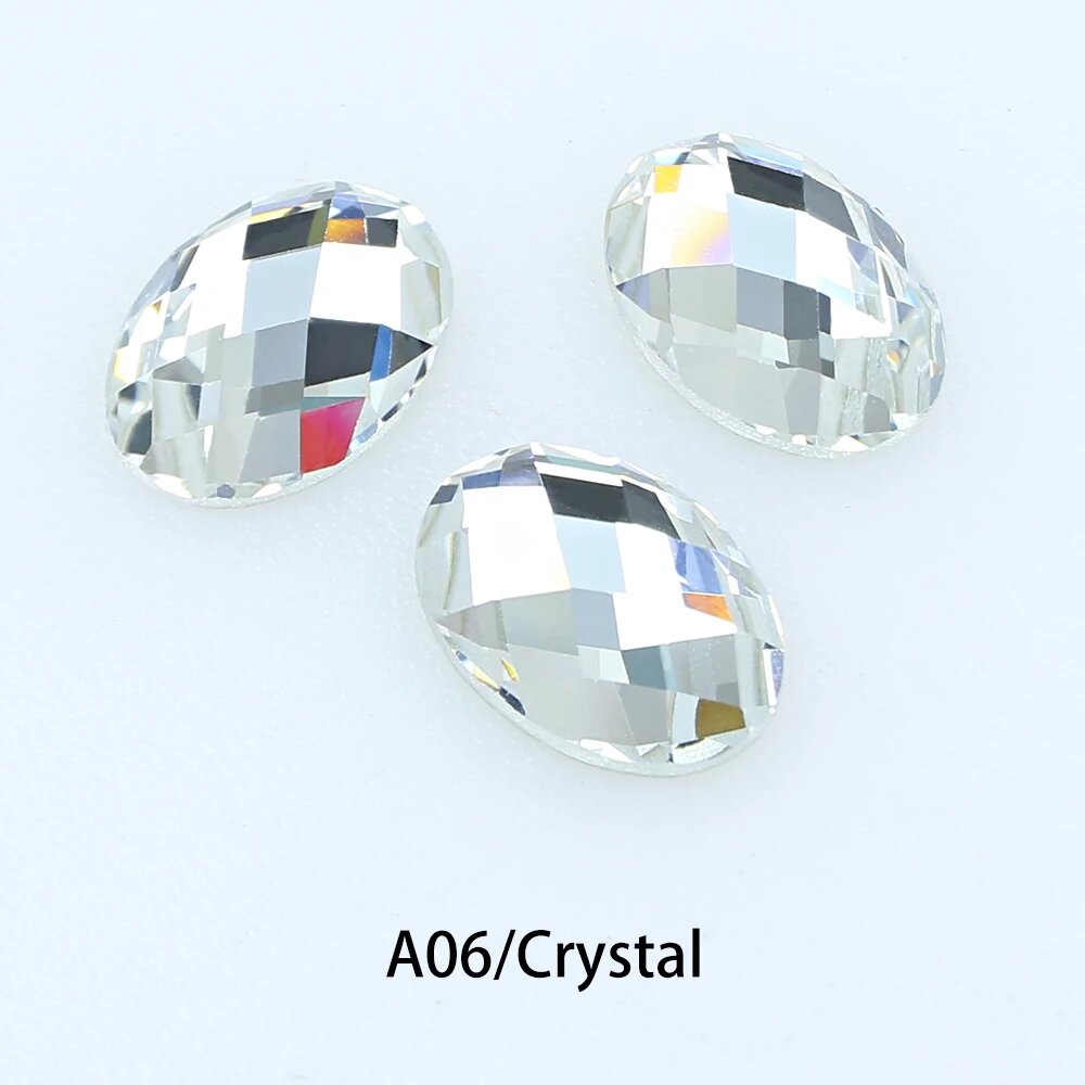 Стразы овальные серебряные 10х14 мм A06 Crystal