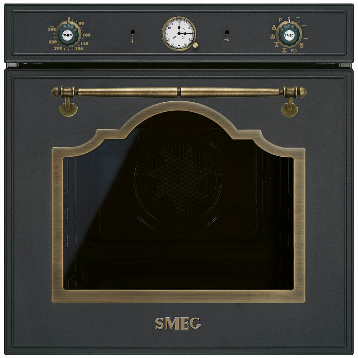 Электрический духовой шкаф Smeg SFP67C1TAO (цвет антрацит, фурнитура латунная)
