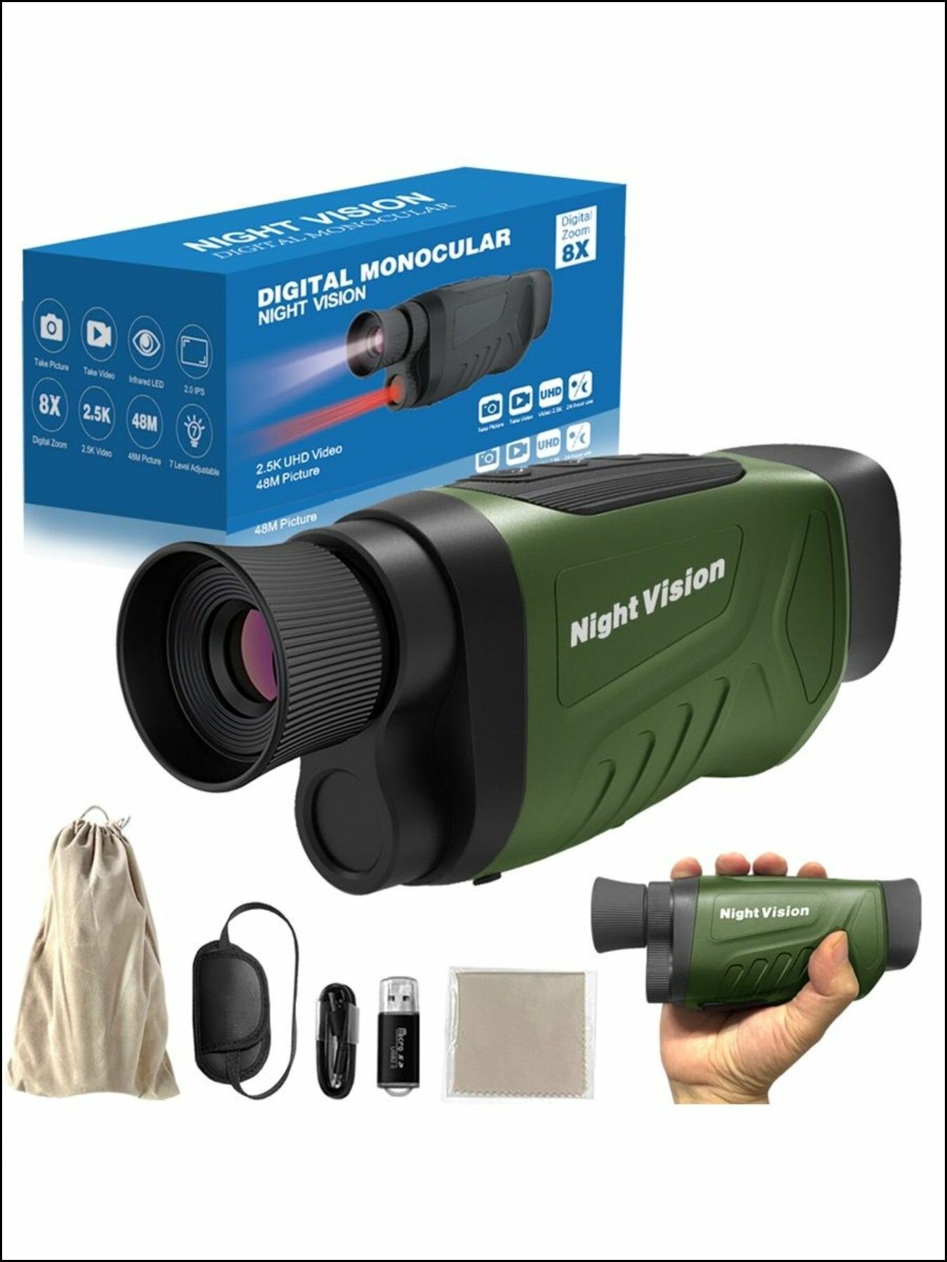 Эксклюзивный цифровой монокуляр с ночным видением, возможностью фото и видео