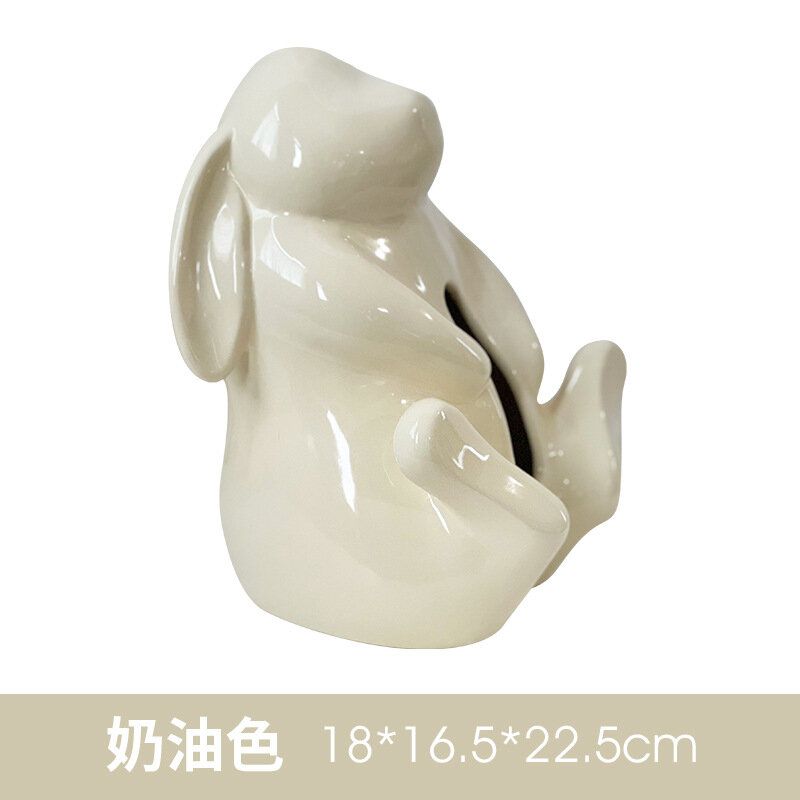 Креативная коробка для салфеток в виде кролика, керамическая, кремового цвета, домашний декор, легкая роскошь, высококачественный дизайн, оригинальный производитель